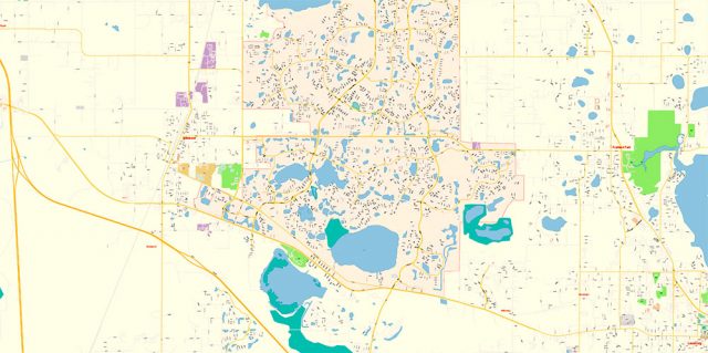 The Villages Florida US PDF Map Vector Exact City Plan High Detailed ...