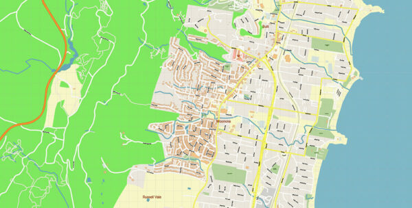 Wollongong Australia Map Vector Exact City Plan High Detailed Street ...