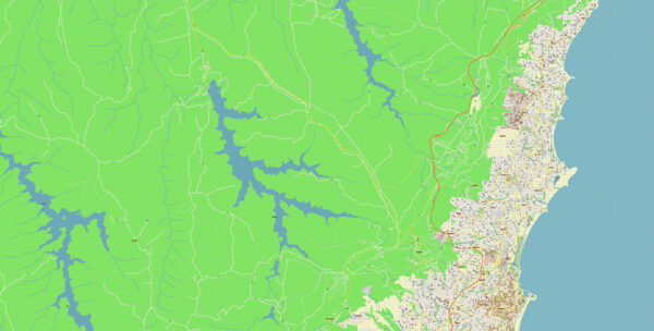Wollongong Australia Map Vector Exact City Plan High Detailed Street ...
