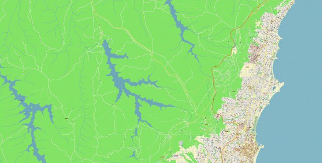 Wollongong Australia Map Vector Exact City Plan High Detailed Street ...