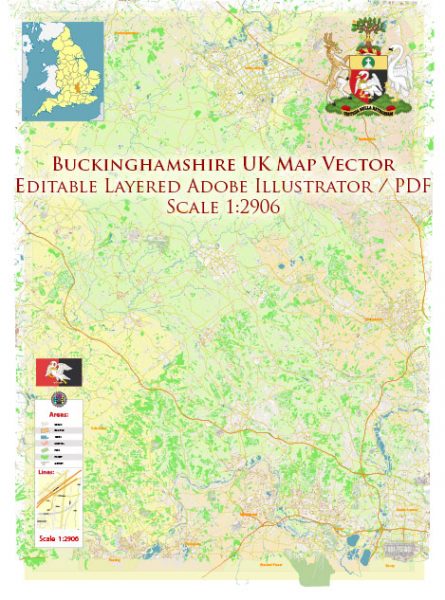 Buckinghamshire UK Map Vector Exact County Plan High Detailed Street ...