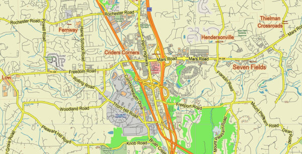 Cranberry 16066 plus surrounding zip codes Pennsylvania US PDF Vector ...