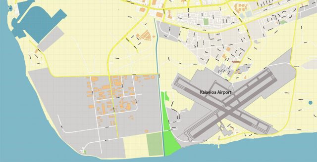 Honolulu Oahu Hawaii US PDF Vector Map Accurate High Detailed City Plan ...