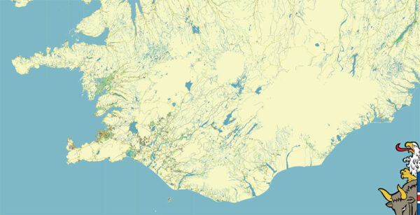 Iceland full country PDF Vector Map Accurate Road Plan High Detailed ...