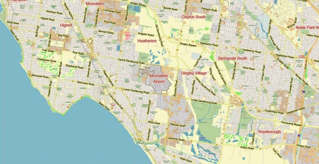 Melbourne Australia Grande area PDF Vector Map Exact City Plan Street ...