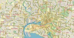Melbourne Australia Grande area PDF Vector Map Exact City Plan Street ...