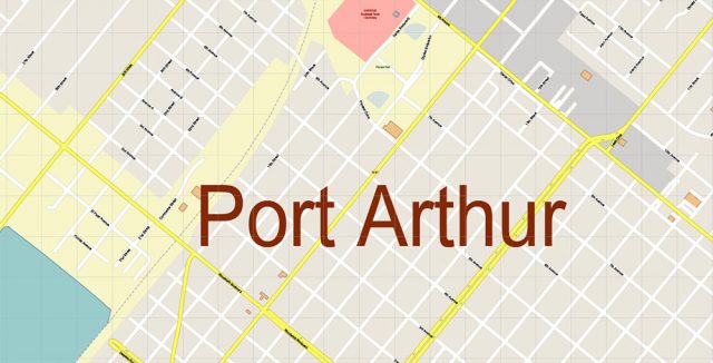 Port Arthur Texas US PDF Vector Map Exact City Plan High Detailed ...