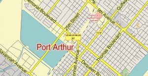 Port Arthur Texas US PDF Vector Map City Plan Exact Street Map editable ...