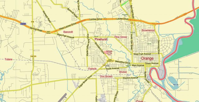 Port Arthur Texas US PDF Vector Map City Plan Exact Street Map editable ...
