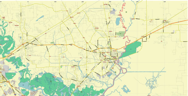 Port Arthur Texas US PDF Vector Map City Plan Exact Street Map editable ...