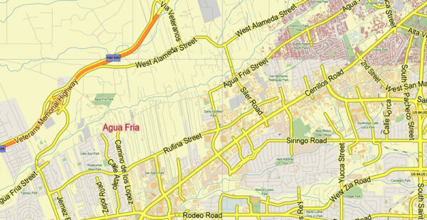 Santa Fe New Mexico US PDF Vector Map Exact City Plan LOW Detailed (for ...