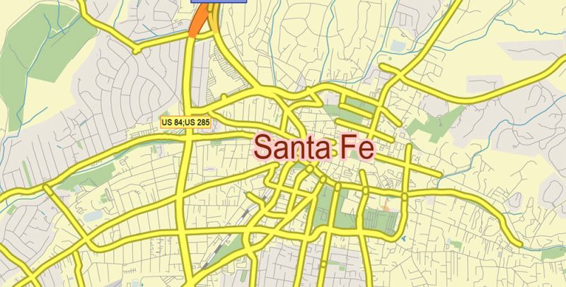 Santa Fe New Mexico US Vector Map Free Editable Layered Adobe ...
