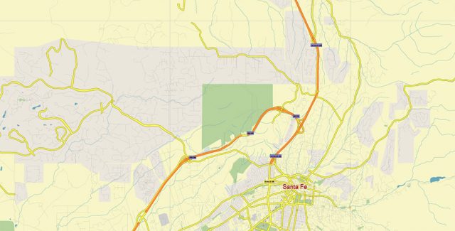 Santa Fe New Mexico US Vector Map Free Editable Layered Adobe ...