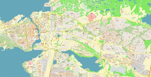 Tampere Finland PDF Vector Map Exact City Plan High Detailed Street Map ...