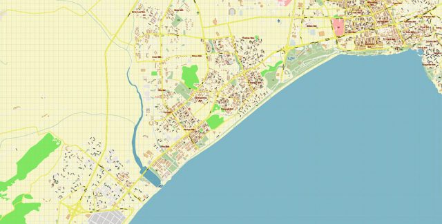Antalya Turkey Map Vector Accurate High Detailed City Plan editable ...