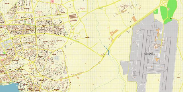 Antalya Turkey PDF Vector Map Accurate High Detailed City Plan editable ...