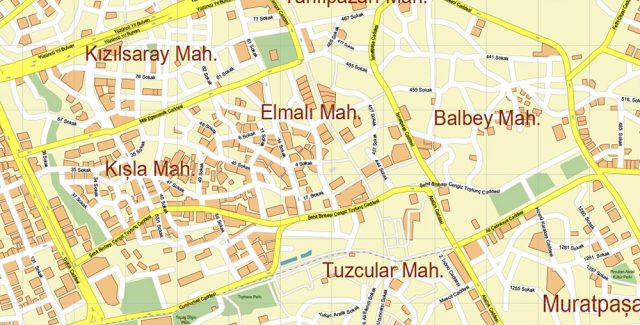 Antalya Turkey Map Vector Accurate High Detailed City Plan editable ...