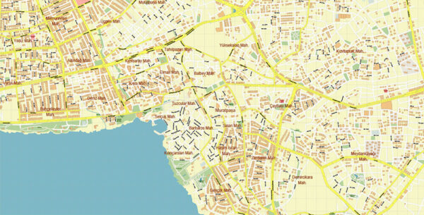 Antalya Turkey Map Vector Accurate High Detailed City Plan editable ...