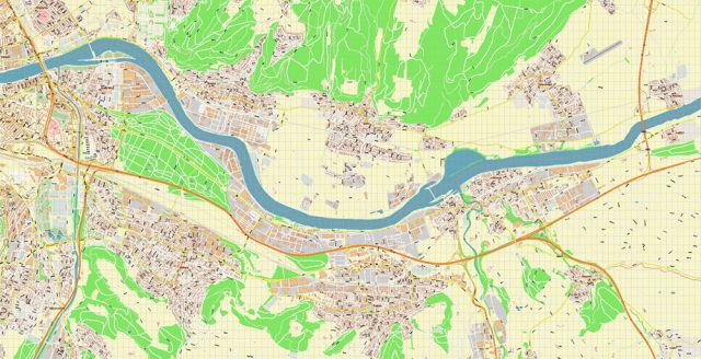 Basel Switzerland Map Vector Accurate High Detailed City Plan editable ...