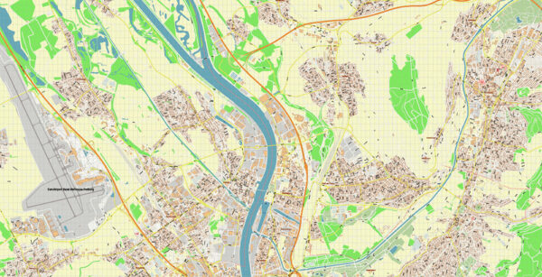 Basel Switzerland PDF Vector Map: Accurate High Detailed City Plan ...