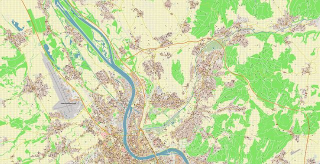 Basel Switzerland PDF Vector Map: Accurate High Detailed City Plan ...