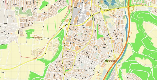 Basel Switzerland PDF Vector Map: Accurate High Detailed City Plan ...