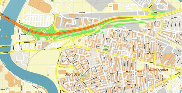 Belfast Northern Ireland UK PDF Vector Map Exact City Plan High ...