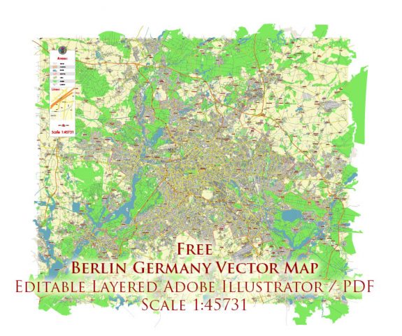 Berlin Germany Vector Map Free Editable Layered Adobe Illustrator + PDF ...