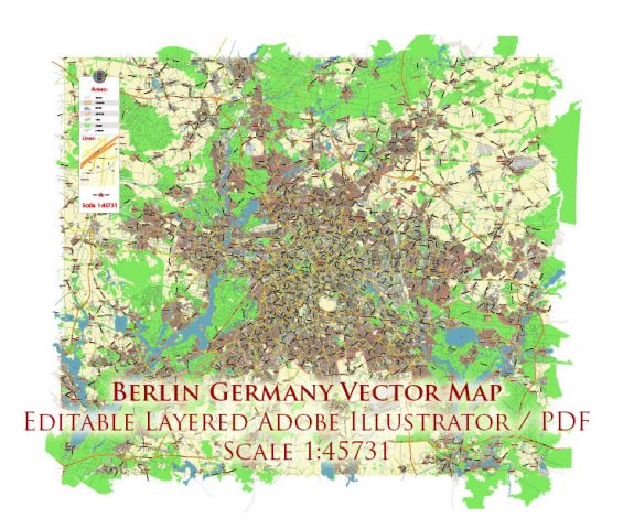 Berlin Germany PDF Vector Map: City Plan Low Detailed (for small print ...