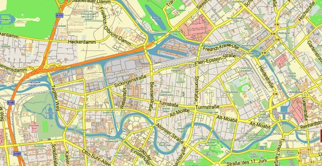 Berlin Germany PDF Vector Map: City Plan Low Detailed (for small print ...