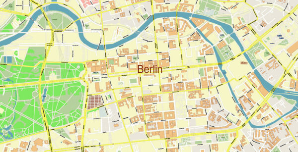 Berlin Germany PDF Vector Map Accurate High Detailed City Plan editable ...