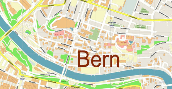Bern Switzerland Map Vector Accurate High Detailed City Plan editable ...