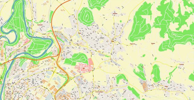 Bern Switzerland PDF Vector Map Accurate High Detailed City Plan ...