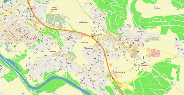 Bern Switzerland PDF Vector Map Accurate High Detailed City Plan ...