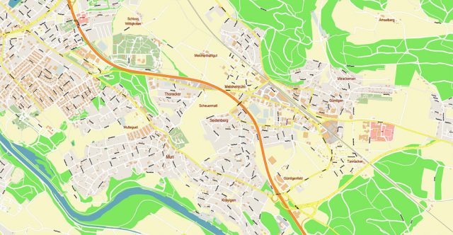 Bern Switzerland PDF Vector Map Accurate High Detailed City Plan ...