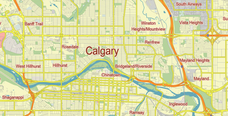 Calgary Alberta Canada Vector Map Free Editable Layered Adobe ...
