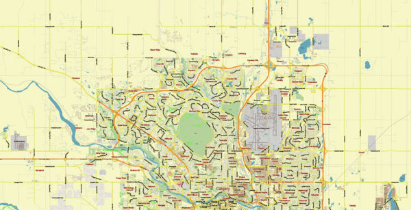 Calgary Alberta Canada Map Vector City Plan Low Detailed (for small ...