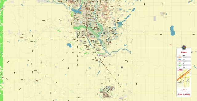 Calgary Alberta Canada Map Vector City Plan Low Detailed (for small ...