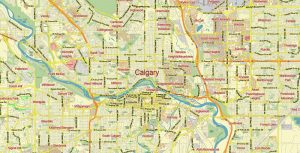 Calgary Alberta Canada PDF Vector Map: City Plan Low Detailed (for ...