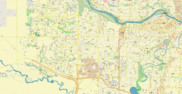 Calgary Alberta Canada Map Vector Accurate High Detailed City Plan ...