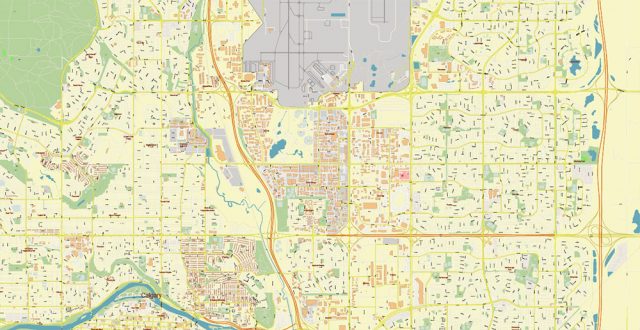Calgary Alberta Canada Map Vector Accurate High Detailed City Plan ...