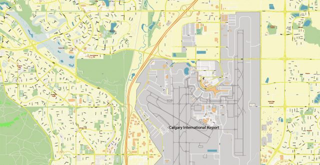 Calgary Alberta Canada Map Vector Accurate High Detailed City Plan ...