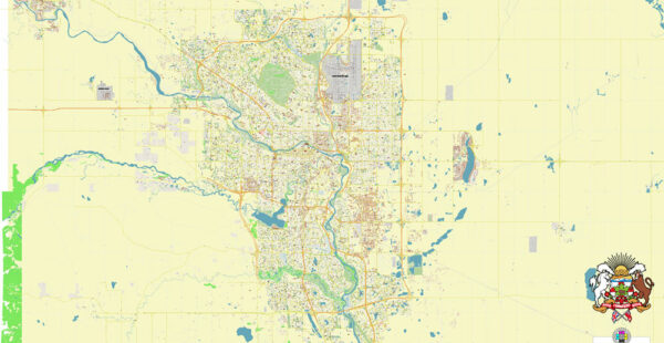 Calgary Alberta Canada Map Vector Accurate High Detailed City Plan ...