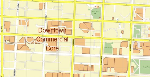 Calgary Alberta Canada PDF Vector Map Accurate High Detailed City Plan ...