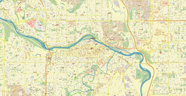 Calgary Alberta Canada Map Vector Accurate High Detailed City Plan ...