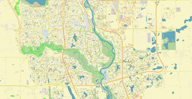 Calgary Alberta Canada Map Vector Accurate High Detailed City Plan ...