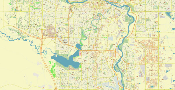 Calgary Alberta Canada Map Vector Accurate High Detailed City Plan ...