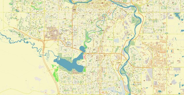 Calgary Alberta Canada Map Vector Accurate High Detailed City Plan ...