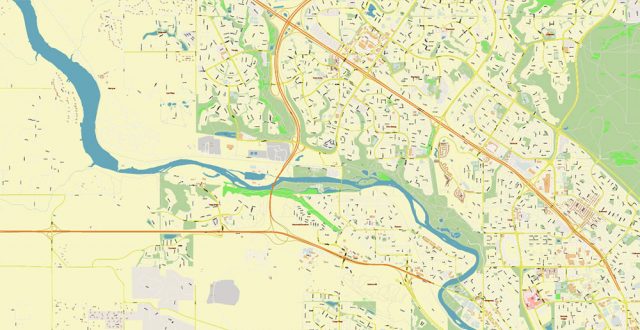 Calgary Alberta Canada Map Vector Accurate High Detailed City Plan ...