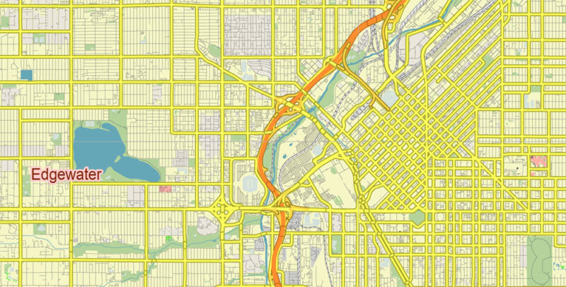 Denver Boulder Colorado US Vector Map Free Editable Layered Adobe ...
